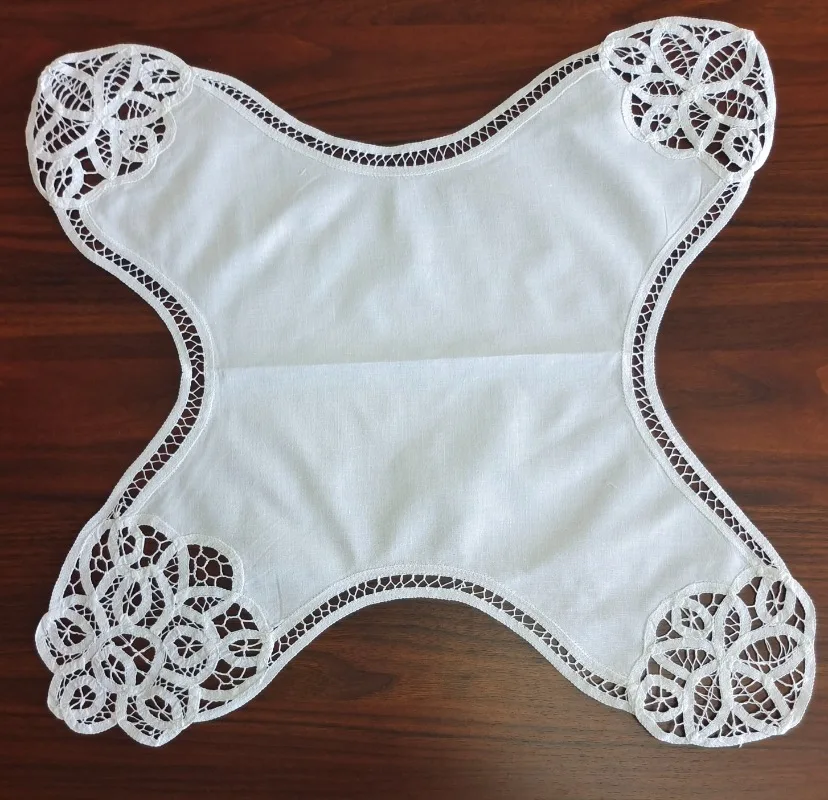 2pcs White Cotton Handmade Patchwork Embroidery 45*45cm Bread Basket ...