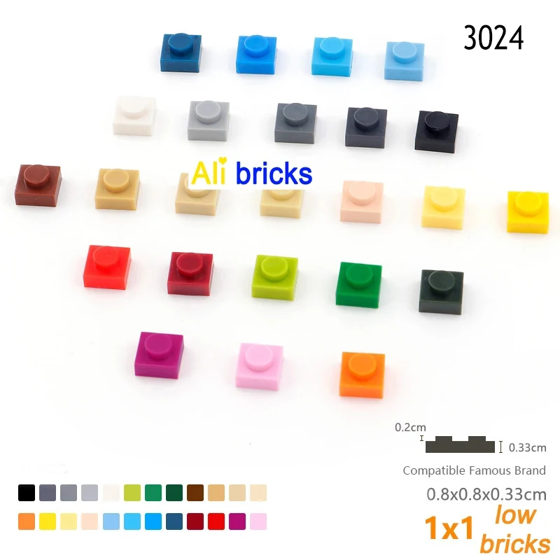 100pcs-lot-1x1-MOC-Bricks-Base-Plate-3024-3D-Building-Blocks-Pixels ...