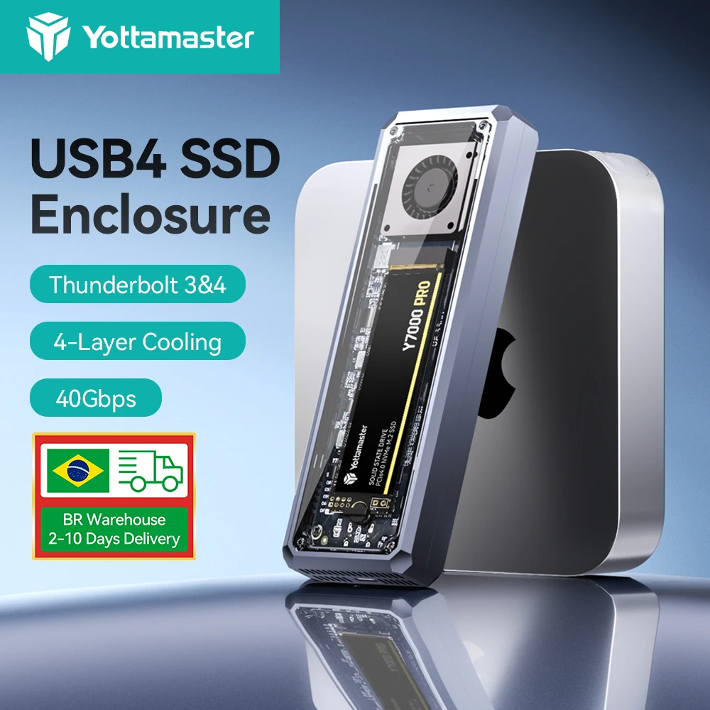 Yottamaster 40Gbps M.2 NVMe SSD Case 8TB USB4 Type C Hard Drive ...
