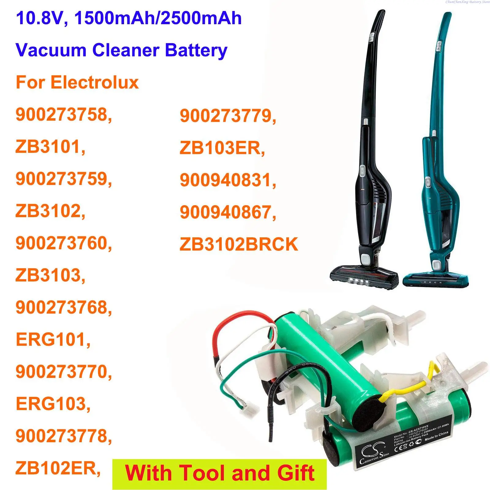 카메론 시노 배터리, 일렉트로룩스 ZB3101, ZB3102, ZB3103, ERG101, ERG103, ZB102ER ...