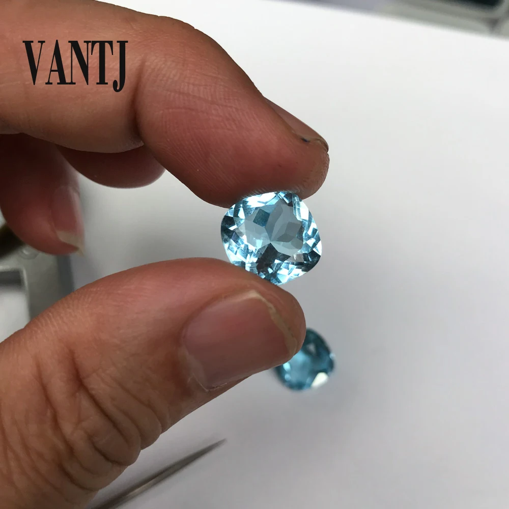 VANTJ Real Natural Blue Topaz Loose Gemstone Brilliant Cushion Cut 12mm ...