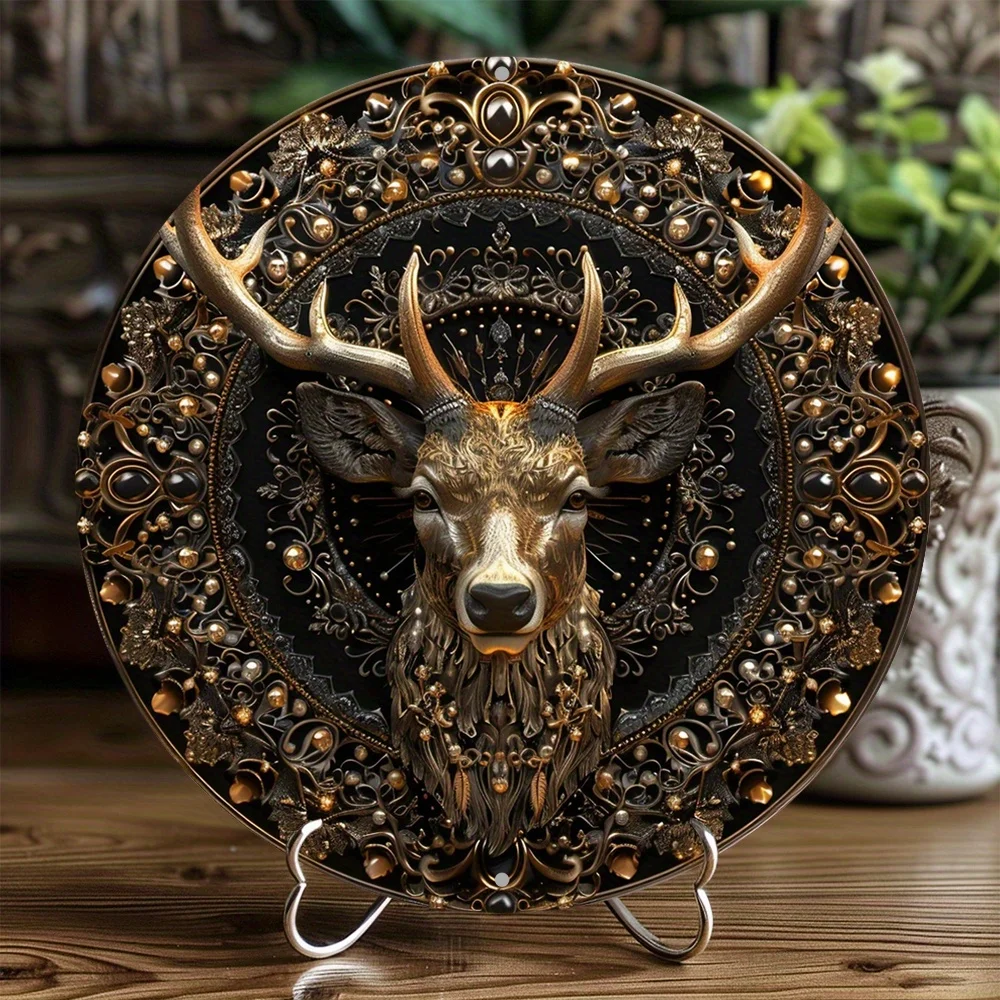 Rustic-Deer-Head-Wreath-Sign-Vintage-Metal-Wall-Decor-HD-Printing-For ...