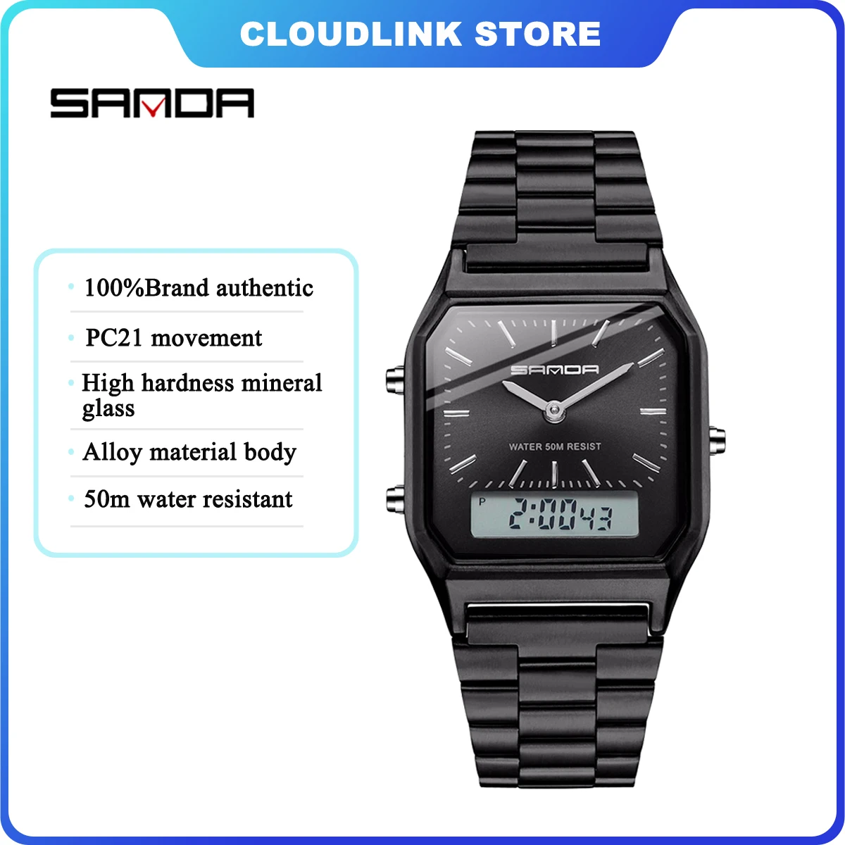 SANDA-reloj-de-cuarzo-deportivo-para-hombre-y-mujer-cron-grafo-Digital ...