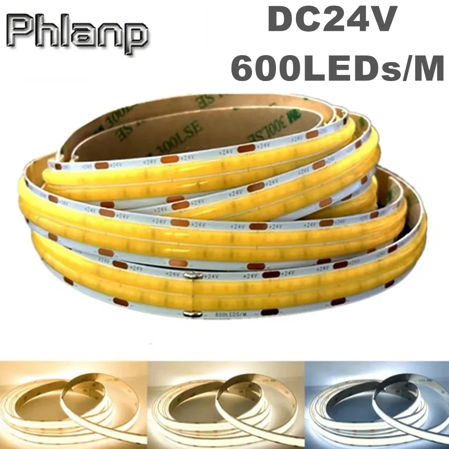 Double-Row-Flexible-COB-LED-Strip-Super-Bright-High-Density-600LEDs-m ...