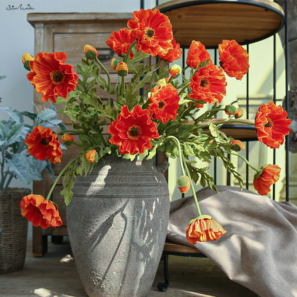 SunMade-Luxury-Real-Touch-Poppy-Flower-PU-Artificial-Flowers-Home ...