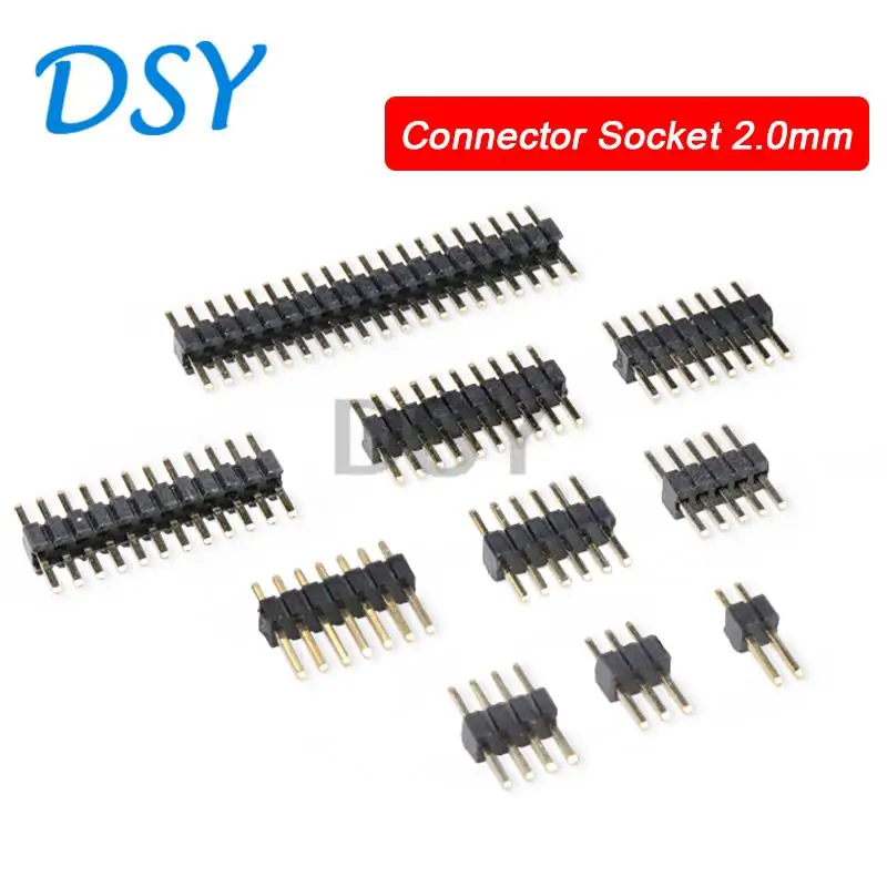 10PCS Connector Socket 2.0mm Single Row Straight Male Pin Header 2mm ...