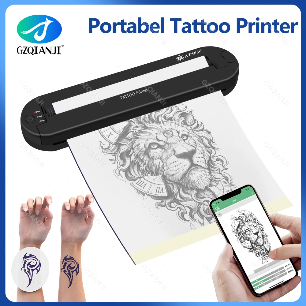 GZQIANJI-Mini-Wireless-Tattoo-Transfer-Stencil-Printer-Tattoo-Transfer ...