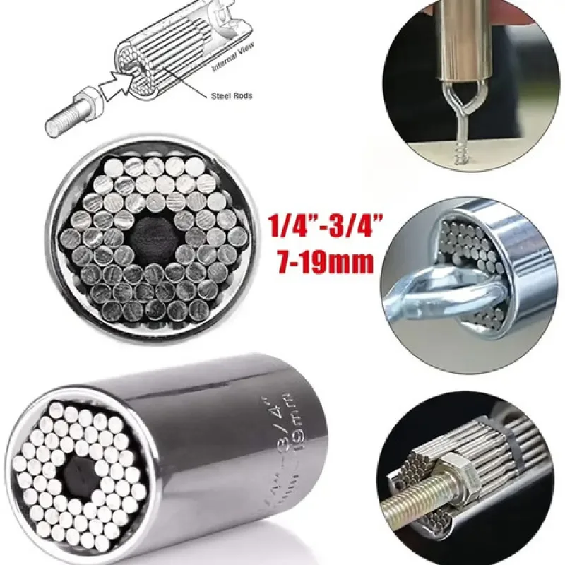 7-19mm Multifunction Bolt Ratchet Wrench Set Universal Torque Sleeve ...