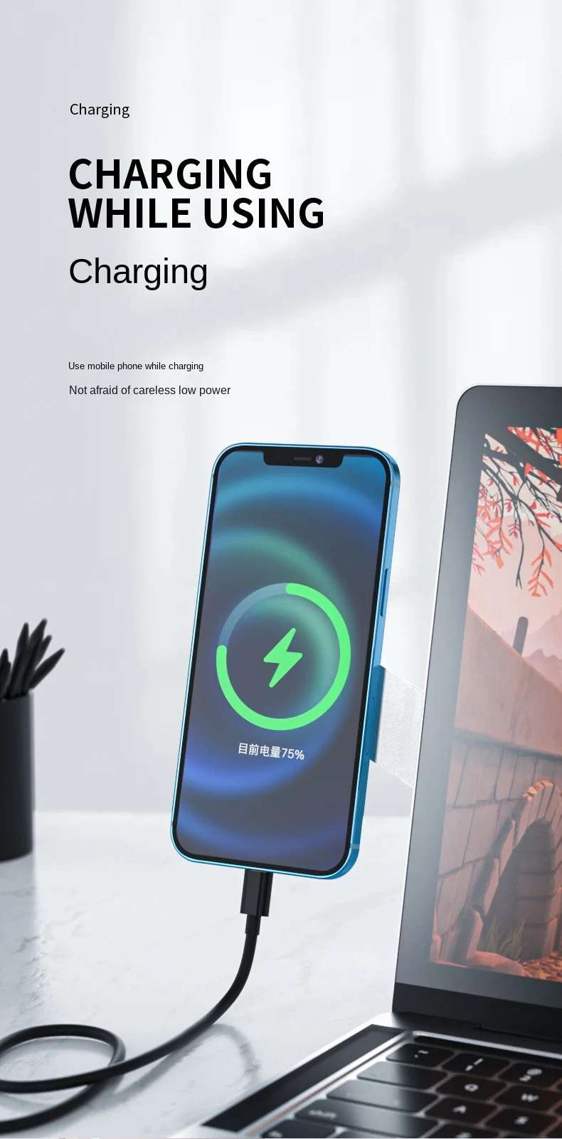 Noir - Support'extension pour ordinateur portable 2 en 1, pour iPhone ...