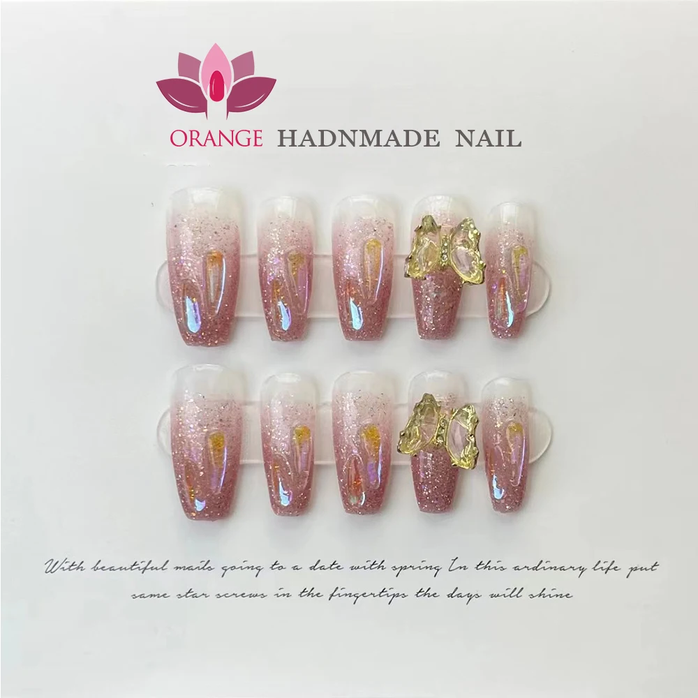 Handmade-Medium-Press-On-Nails-Reusable-With-Design-Fake-Nails-Full ...