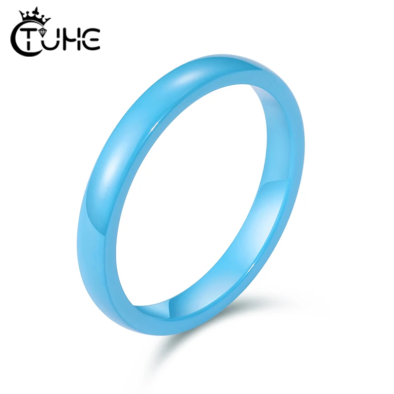 Size 6-10 Blue Ceramic Rings Smooth 3MM Ceramic Wedding Engagement ...