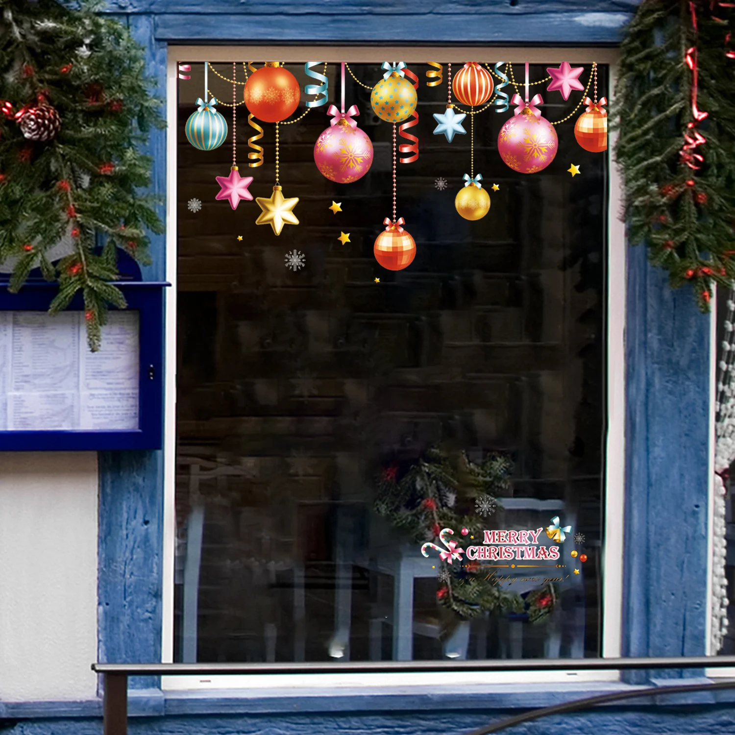 60*45cm Christmas Window Stickers Xmas Ball Mirror Stickers Wall ...