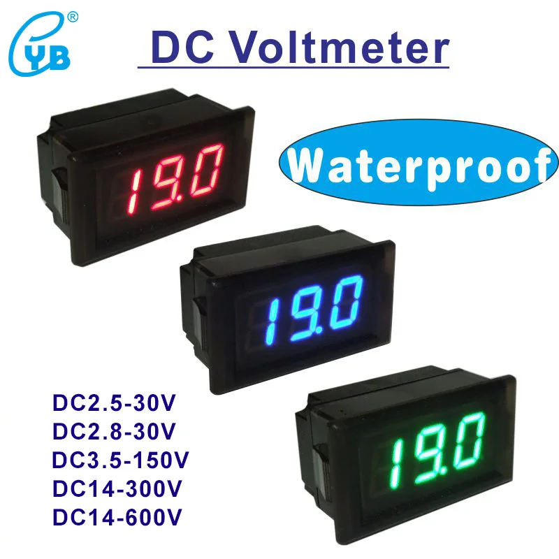YB28-W-LED-Digital-Waterproof-Voltmeter-Display-DC-2-5V-to-30V ...