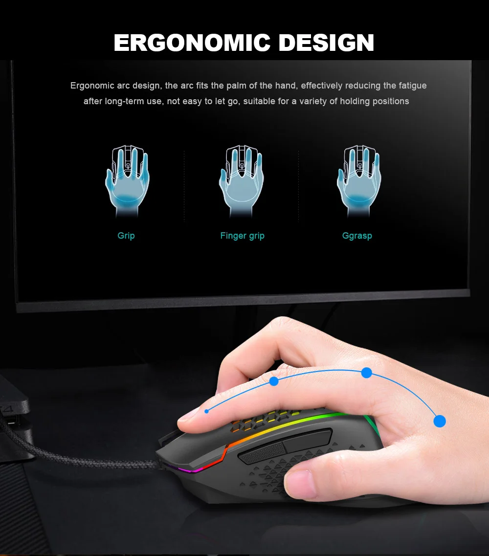 Buy Redragon Reaping M987-K Ultralight Lightweight RGB Gaming Mouse programmable 12400DPI USB ...