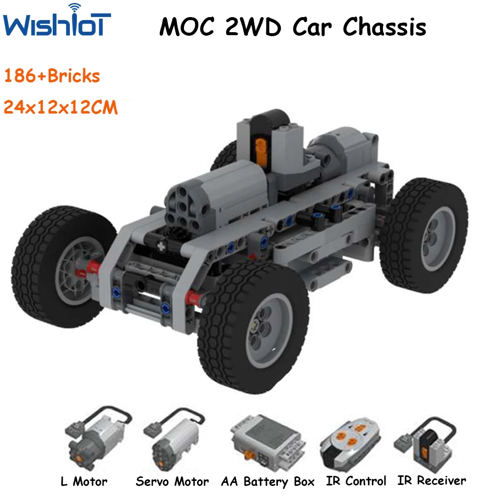 2wd 2 Wheel Drive Car Chassis Moc Pf Building Blocks Technical Parts Xl ...