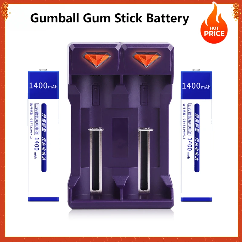 Gumball Gum Stick Battery 1.2v Ni-MH Rechargeable Battery 1400mAh 7 ...