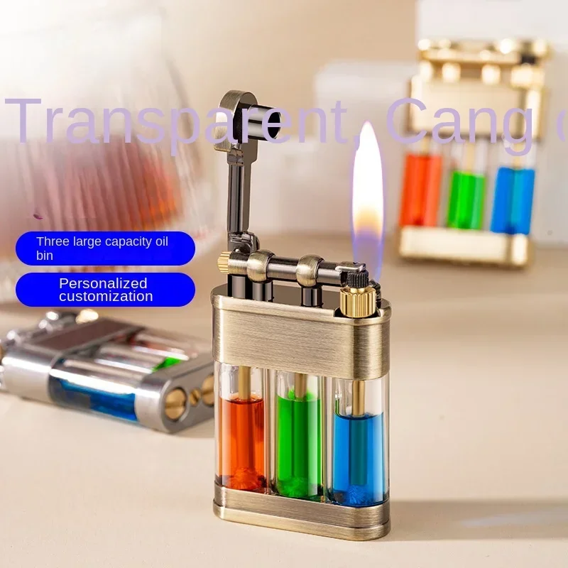New-Creative-Cool-Lighter-Three-color-Transparent-Oil-Cavity-Kerosene ...