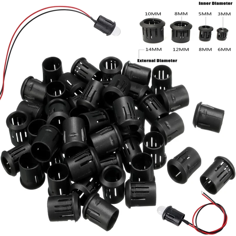 25-50pcs-Black-Plastic-Lamp-Bases-3mm-5mm-8mm-10mm-LED-Diode-Holder ...