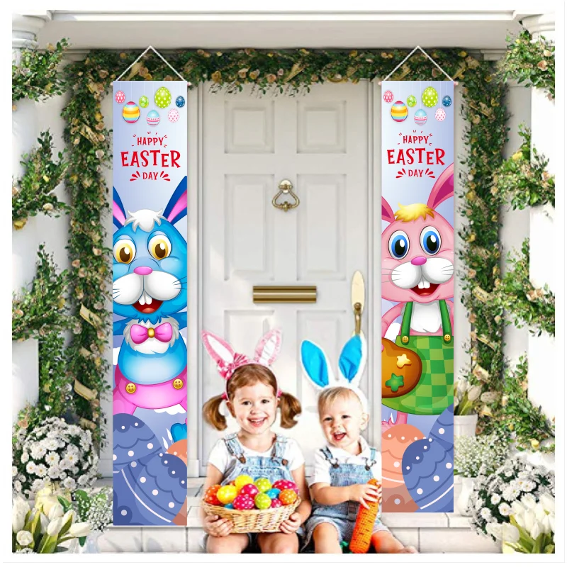 Easter Decoration Bunny Egg Carrot Porch Sign Welcome Happy Easter ...