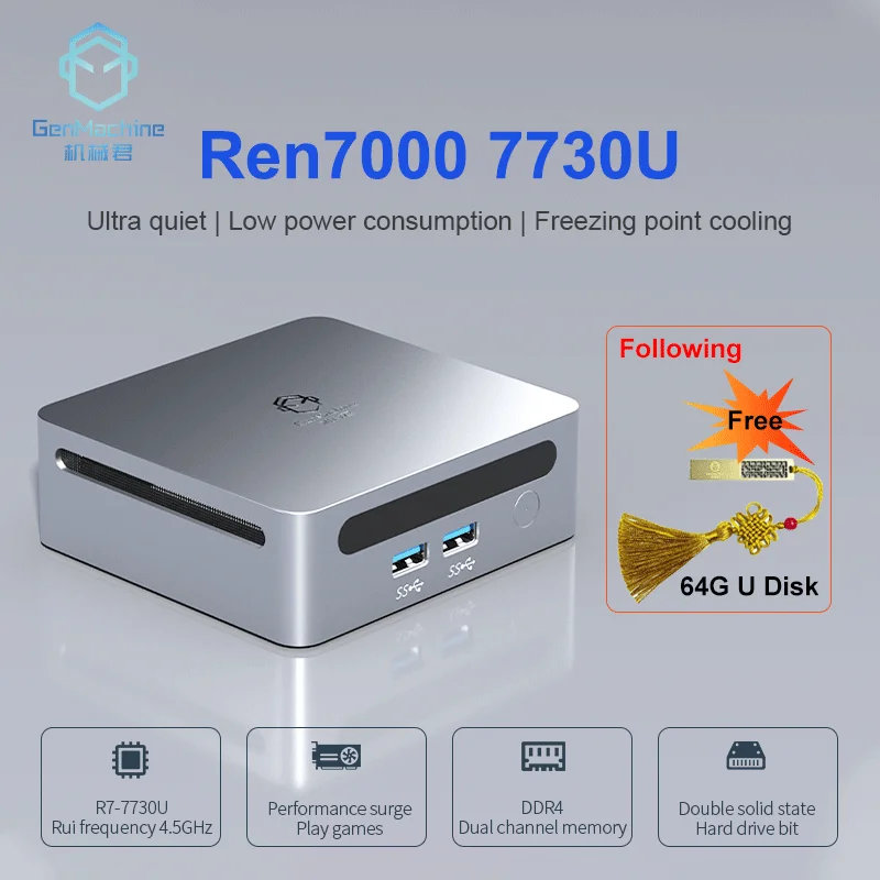 2023 GenMachine New Mini PC Ren7000 7730U Suporte CPU AMD Ryzen7 7730U ...