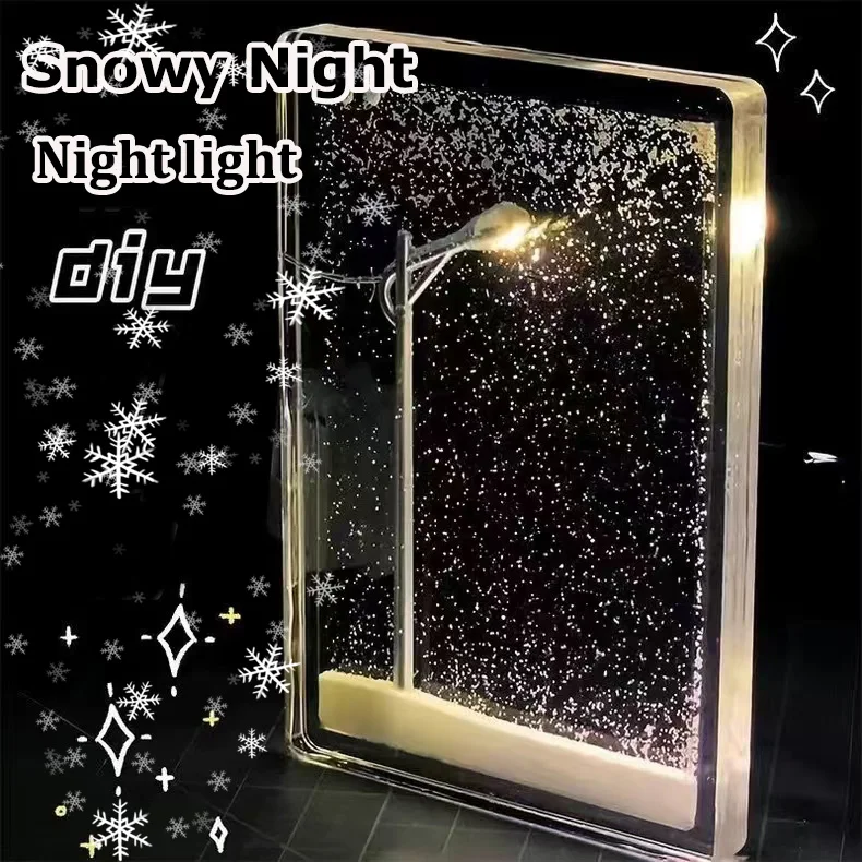 Creative Snow Scenery Streetlights Snow Night Atmosphere Flowing Sand ...