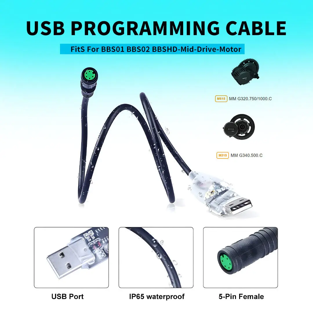 Bafang USB Programming Cable for Motor Tuning Compatible BBS01B BBS02B ...