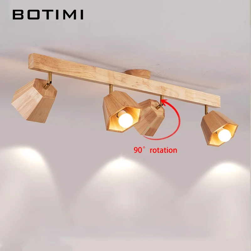 BOTIMI-Adjustable-LED-Wooden-Ceiling-Lights-For-Corridor-Solid-Wood ...