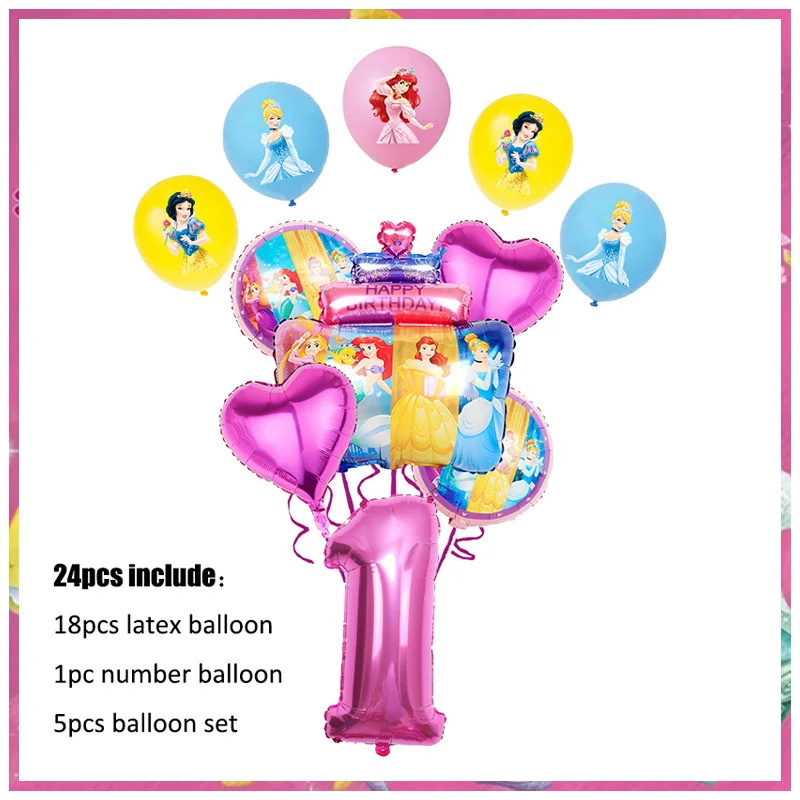 Suministros de decoración para fiestas de cumpleaños de princesas de Disney, Blancanieves, Bella ...