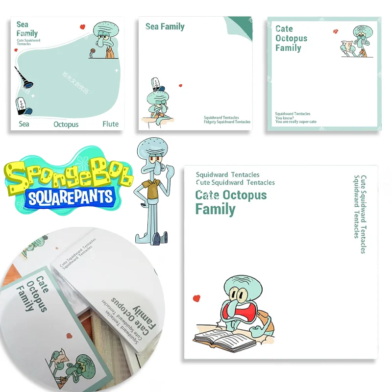 50pcs-SpongeBob-Squidward-Notepad-Memo-Pad-Cartoon-Funny-Students-Non ...