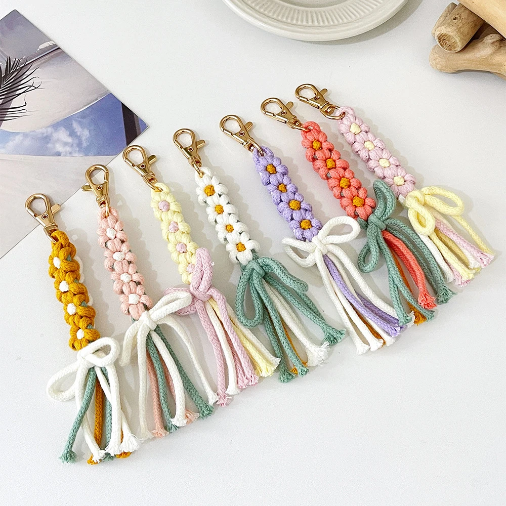 1Pc-Pure-Handmade-Woven-Keychain-Pendant-Creative-Cotton-Rope-Creative ...