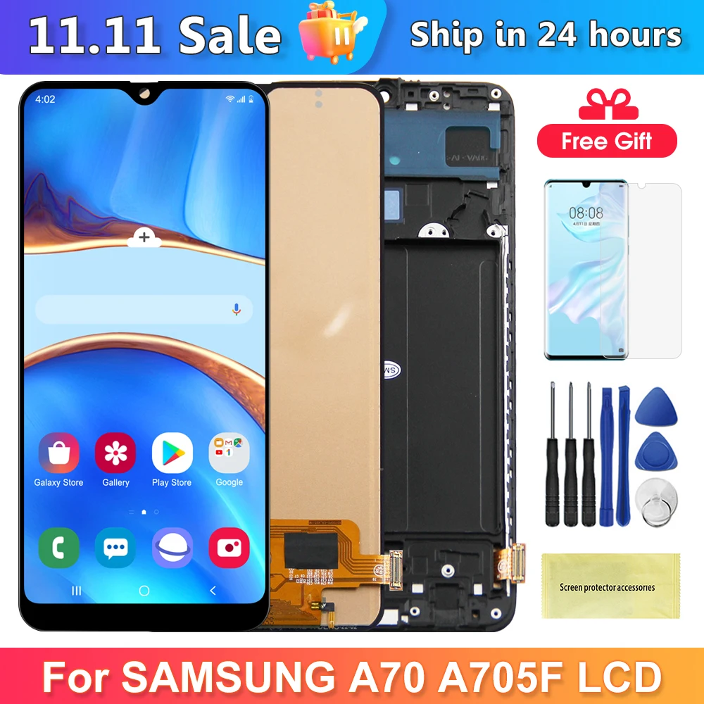 A70 SM A705F A705FN/DS Display Screen With Frame For Samsung Galaxy A70 ...