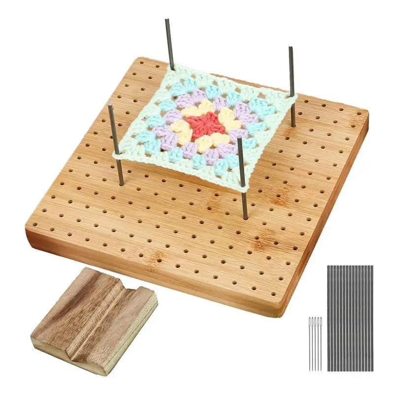 Wooden Blocking Board Granny Square Crochet Board Crafting With Holes ...