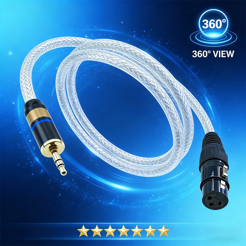 3.5mm Jack to XLR Microphone Balanced Analog Audio Cable XLR Female to ...