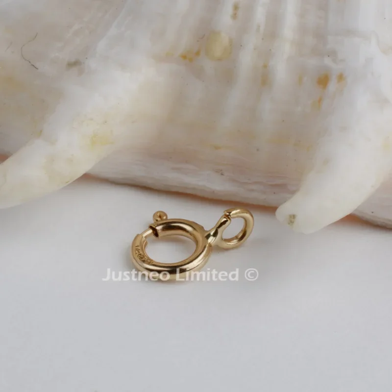 14k gold clasp,5mm solid 14karat yellow/rose gold spring ring buckle ...