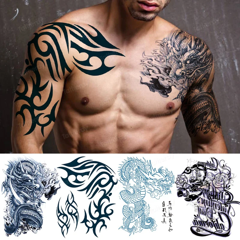 Men-Boy-Body-Art-Large-Temporary-Tattoo-Stickers-Chest-Shoulder-Arm ...