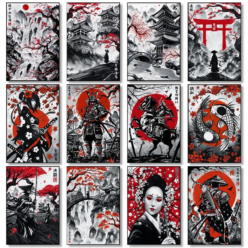 Japanese-Zen-Ink-Painting-Art-Posters-and-Canvas-Paintings-Samurai ...