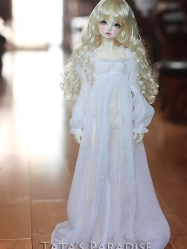 1-4-MSD-BJD-Doll-Nightgown-For-1-3-White-Chiffon-Dress-Pajamas-Doll ...