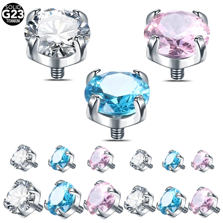 1PC-Titanium-Claw-CZ-Dermal-Top-Internally-Threaded-Ends-Piercing-Nose ...