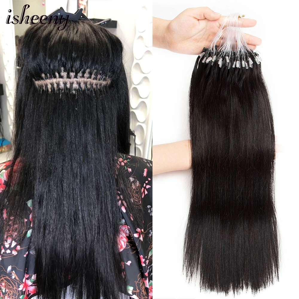 Isheeny-Straight-Micro-Loop-Human-Hair-Extensions-12-26-Natural-Remy ...