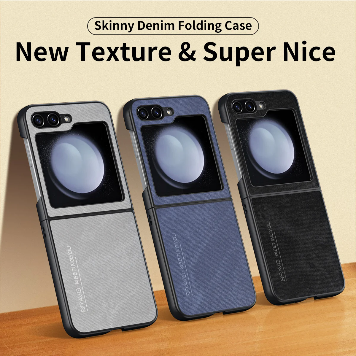 Samung-ZFlip-6-Case-Luxury-Fiber-Pattern-Leather-Folding-Cover-For ...