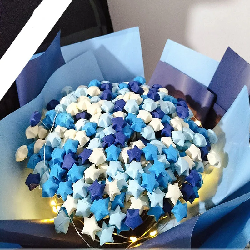 Valentines' Gift Multicolor Star Paper Artificial Flower Bouquet ...