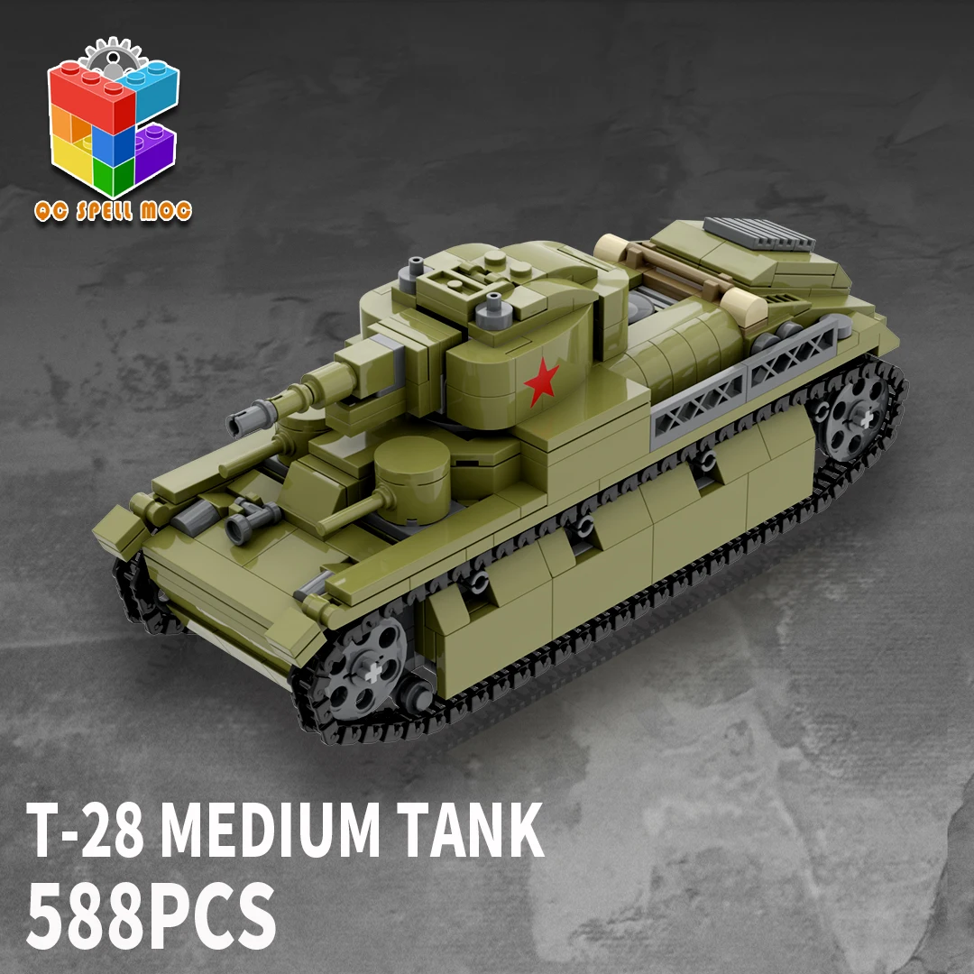 BuildMOC Soviet Medium Tanks T-28 Artillery WW2 Military Panther Model ...