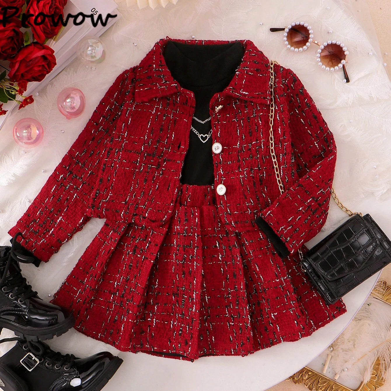 Prowow-3pcs-Children-Clothing-Winter-Luxury-Suit-For-Girls-Red-Tweed ...