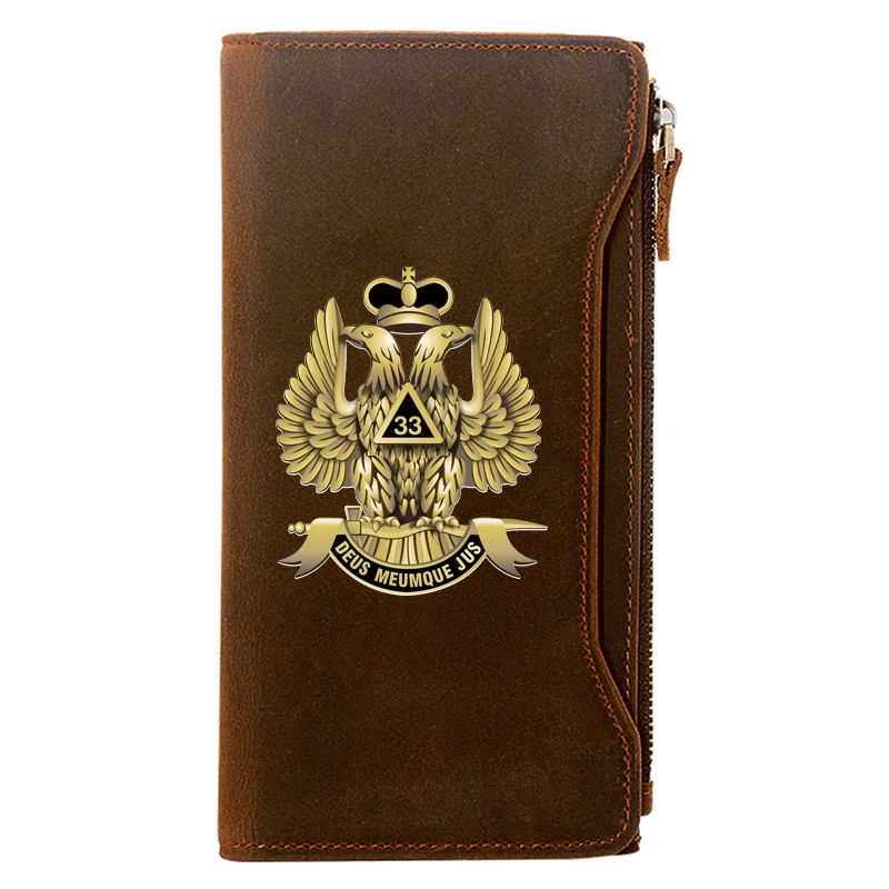 Masonic Eagle 33 Deumque Jus Sign Printing Men Long Wallets Zipper ...