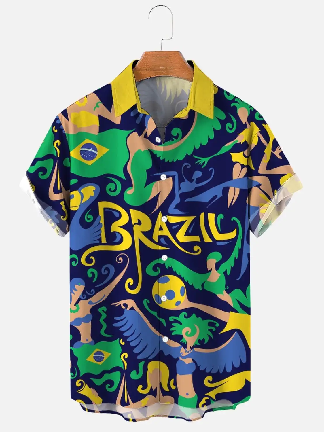 Molilulu Men's Fashion Vintage Clothing Brazil Print Casual Breathable ...