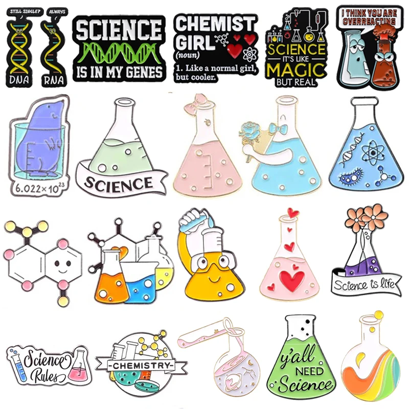 Science Enamel Pin Test Tube DNA Molecular Equation Experiment Mouse ...