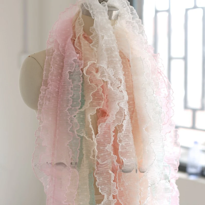 Pleated-Double-Layer-Lace-Polka-Dot-Ruffle-Lace-Trim-Applique-Collar ...