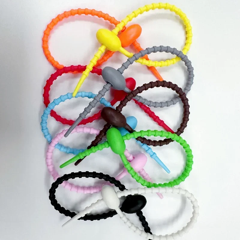 Reutiliz-vel-Cor-Silicone-Zip-Tie-Twist-Fio-Abra-adeiras-Headset-Linha ...