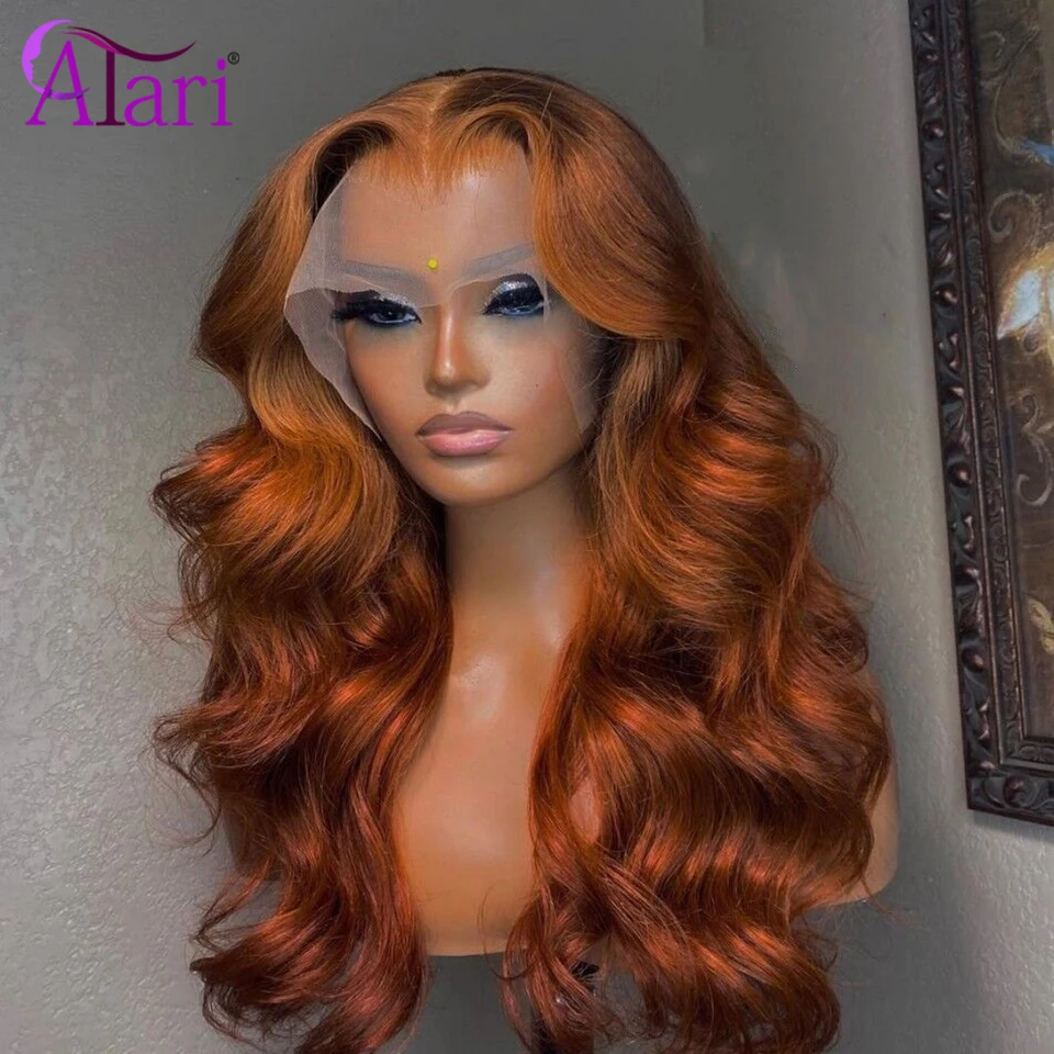 Dark Ginger 13X6 Transparent Lace Frontal Wig For Woman Ginger Brown ...