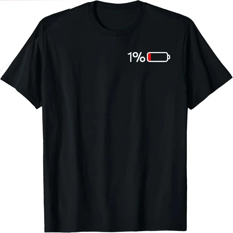 1% Battery Mode - 1% Battery | Fun Battery Percentage Pattern T-Shirt ...